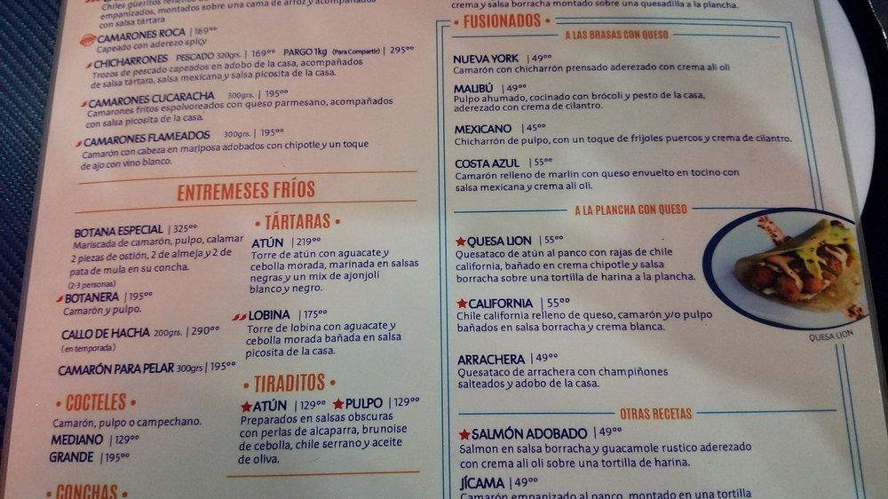 Carta del pub y bar Lion Fish, Tijuana, Erasmo Castellanos Q. 1857