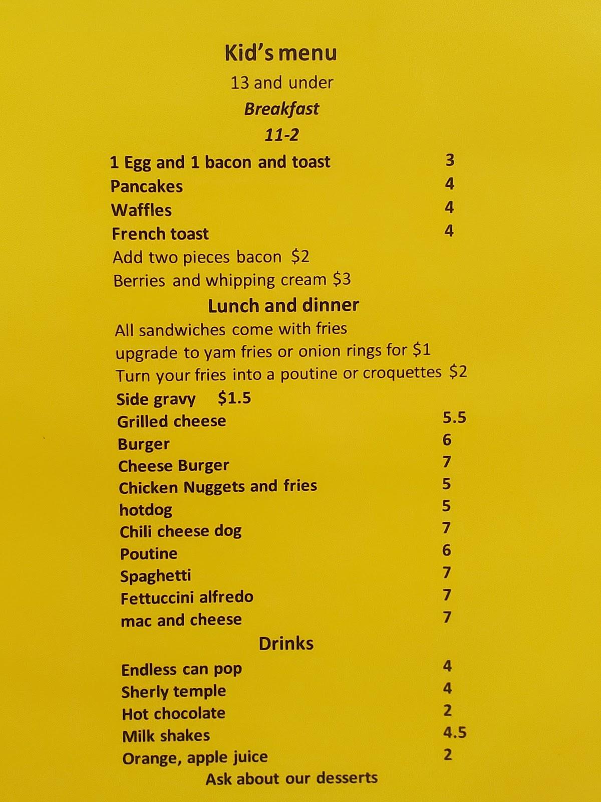 Menu at Lynn & Lamote Bistro restaurant, Port Alberni