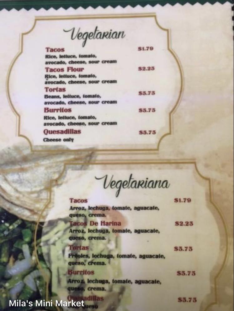 Menu at Milas Mini Market restaurant, Plymouth