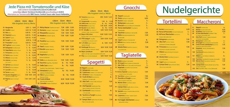 Speisekarte von Pizzeria Nerone, Bad Honnef