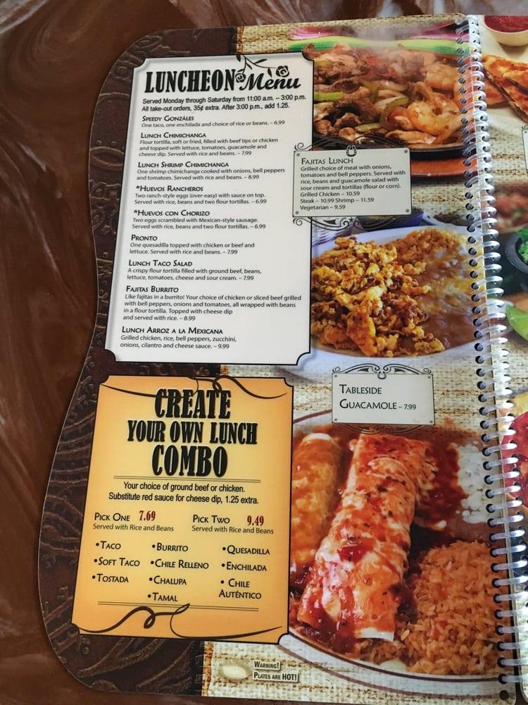 Menu at Rodeo Grande restaurant, Roanoke