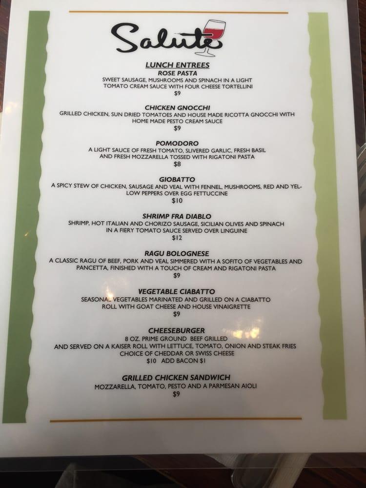 Menu at Salute restaurant, Hartford