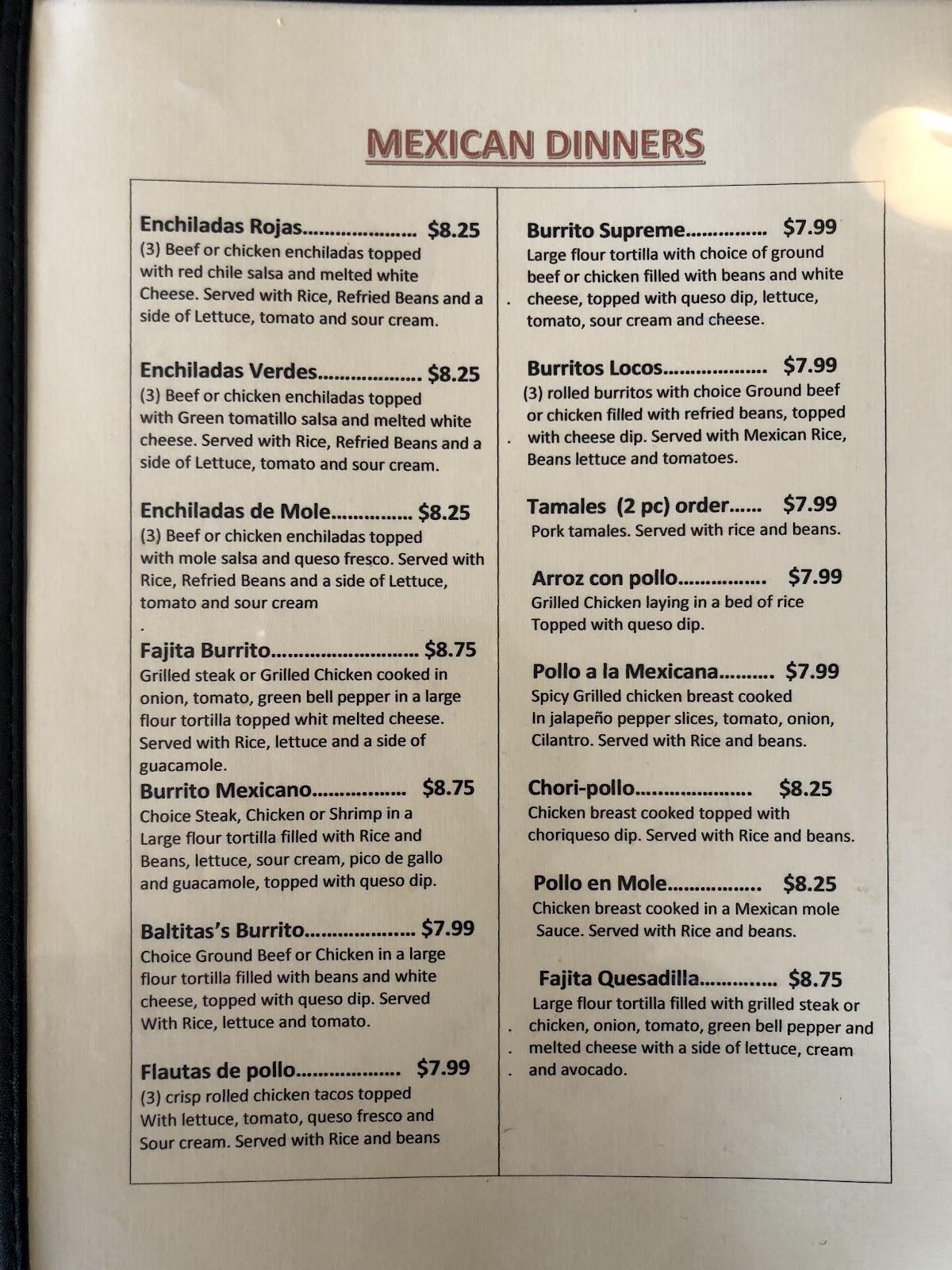 Menu at Si Señor Authentic Mexican Restaurant, Kentland
