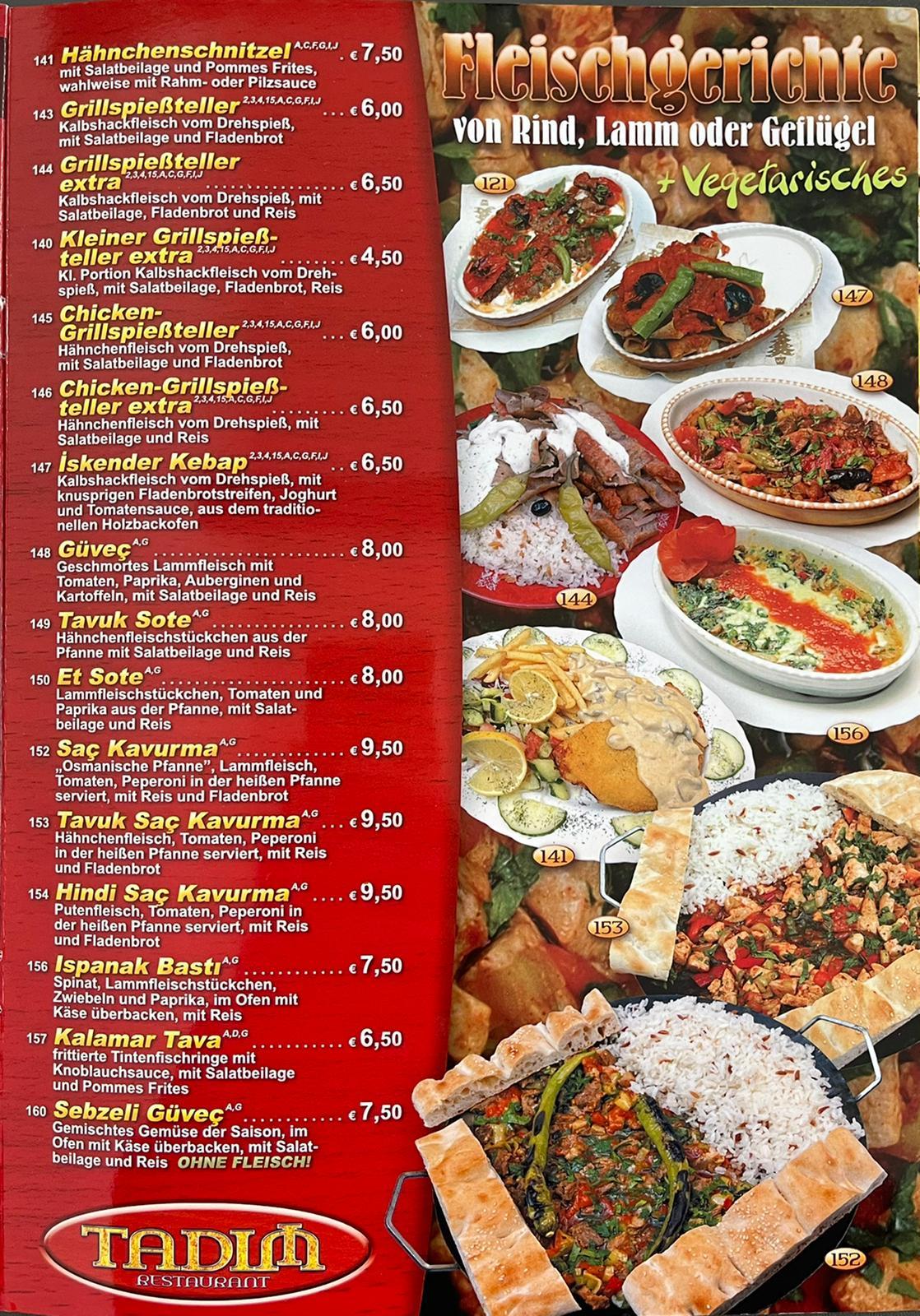 Speisekarte von Tadim restaurant, Wetzlar