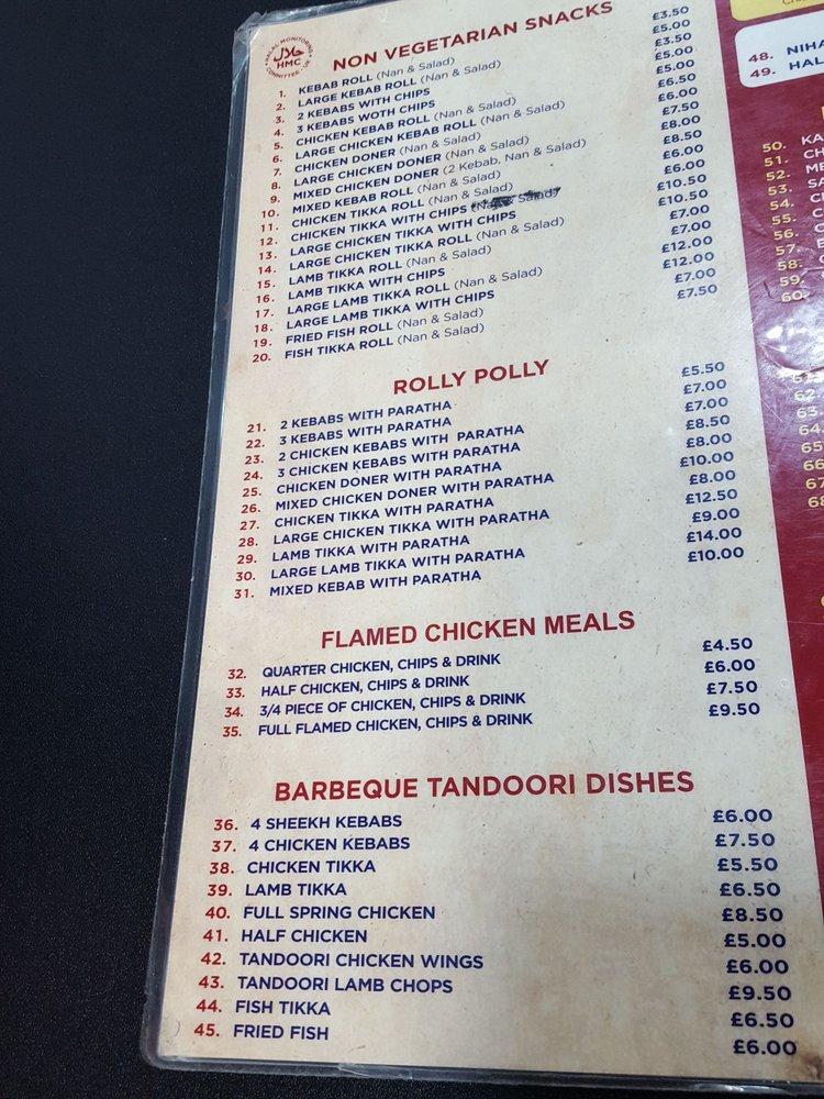 Menu at Taste of Lahore restaurant, Wembley, 417 High Rd