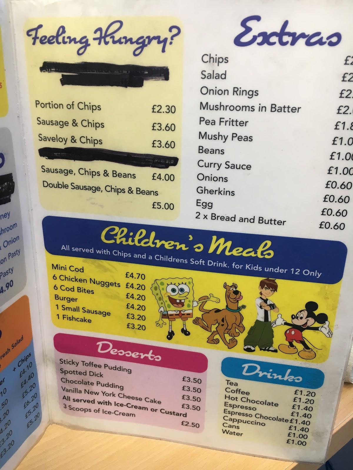 Menu at The Fish Inn fast food, Broadstairs