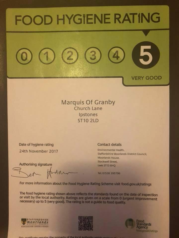 Menu at The Marquis Of Granby pub & bar, Ipstones