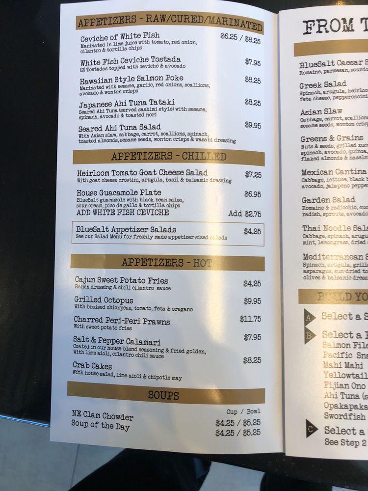 Menu at BlueSalt Fish Grill restaurant, Redondo Beach