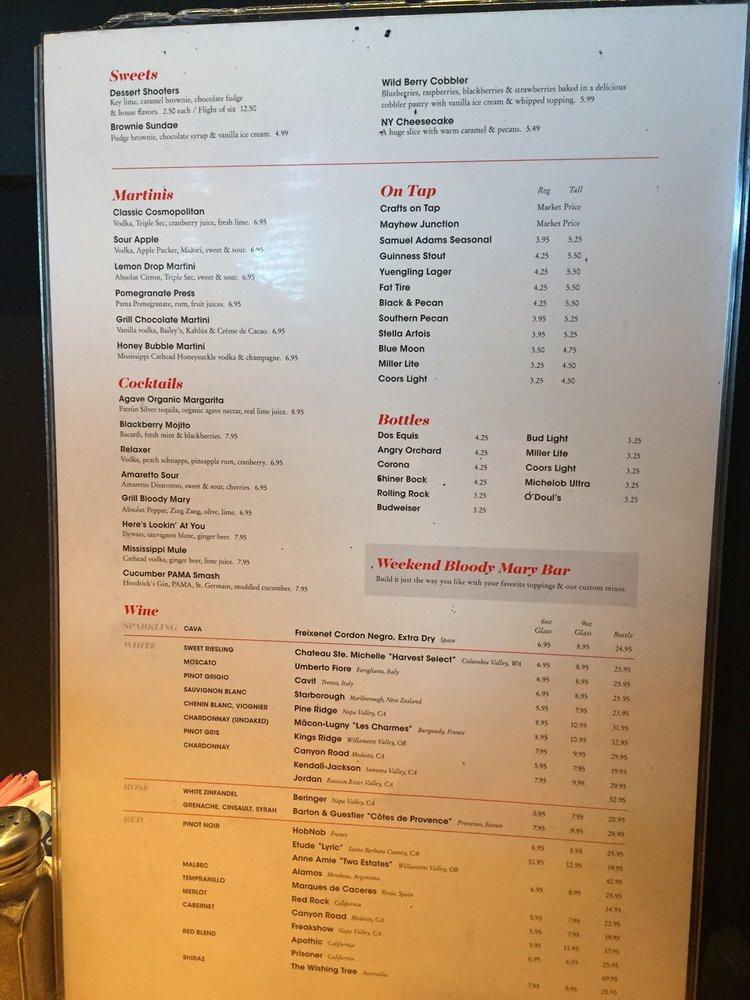 Menu at Central Station Grill pub & bar, Starkville