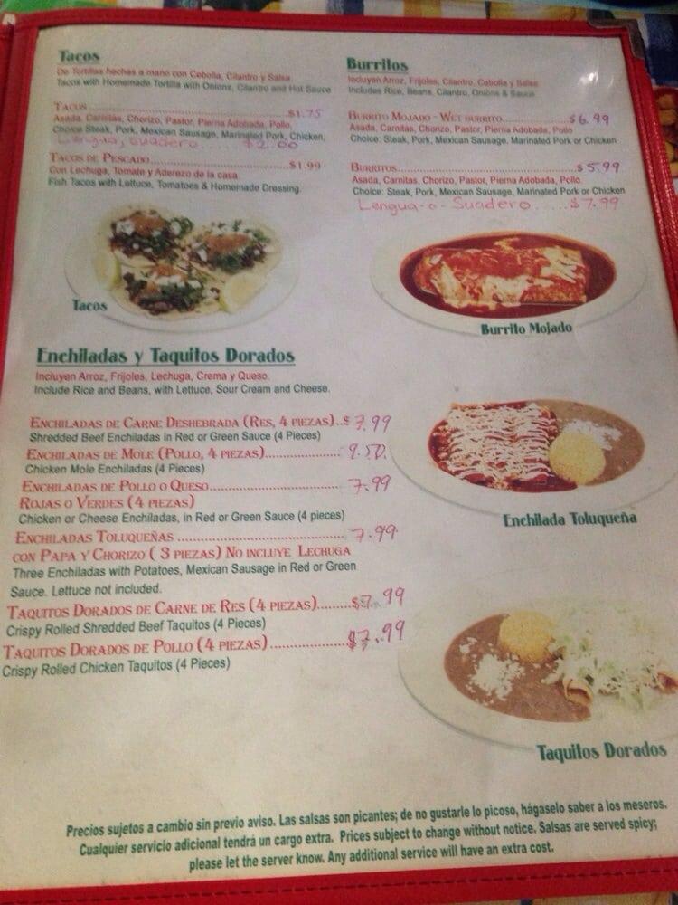 Menu at Fonda La Meche restaurant, Stanton