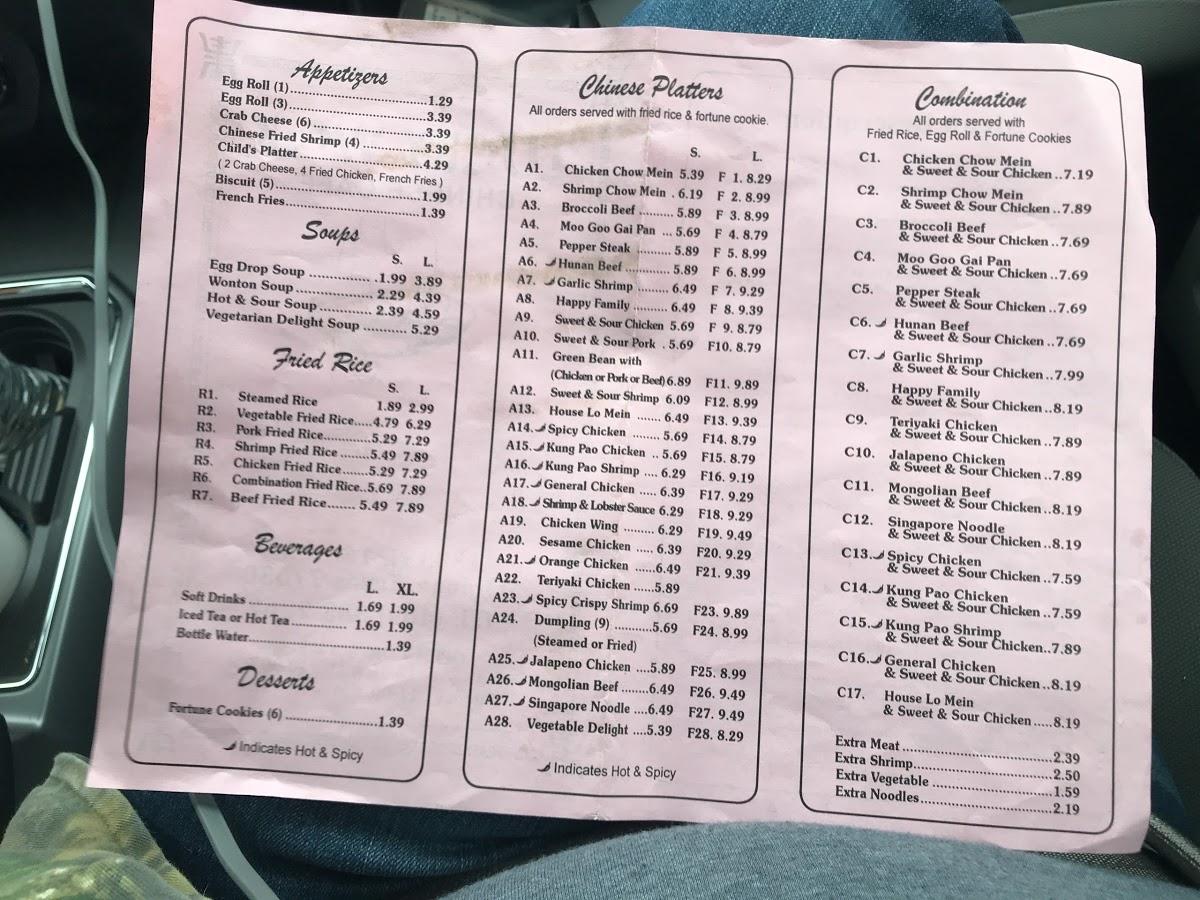 Menu at Lucky Wok restaurant, Orange
