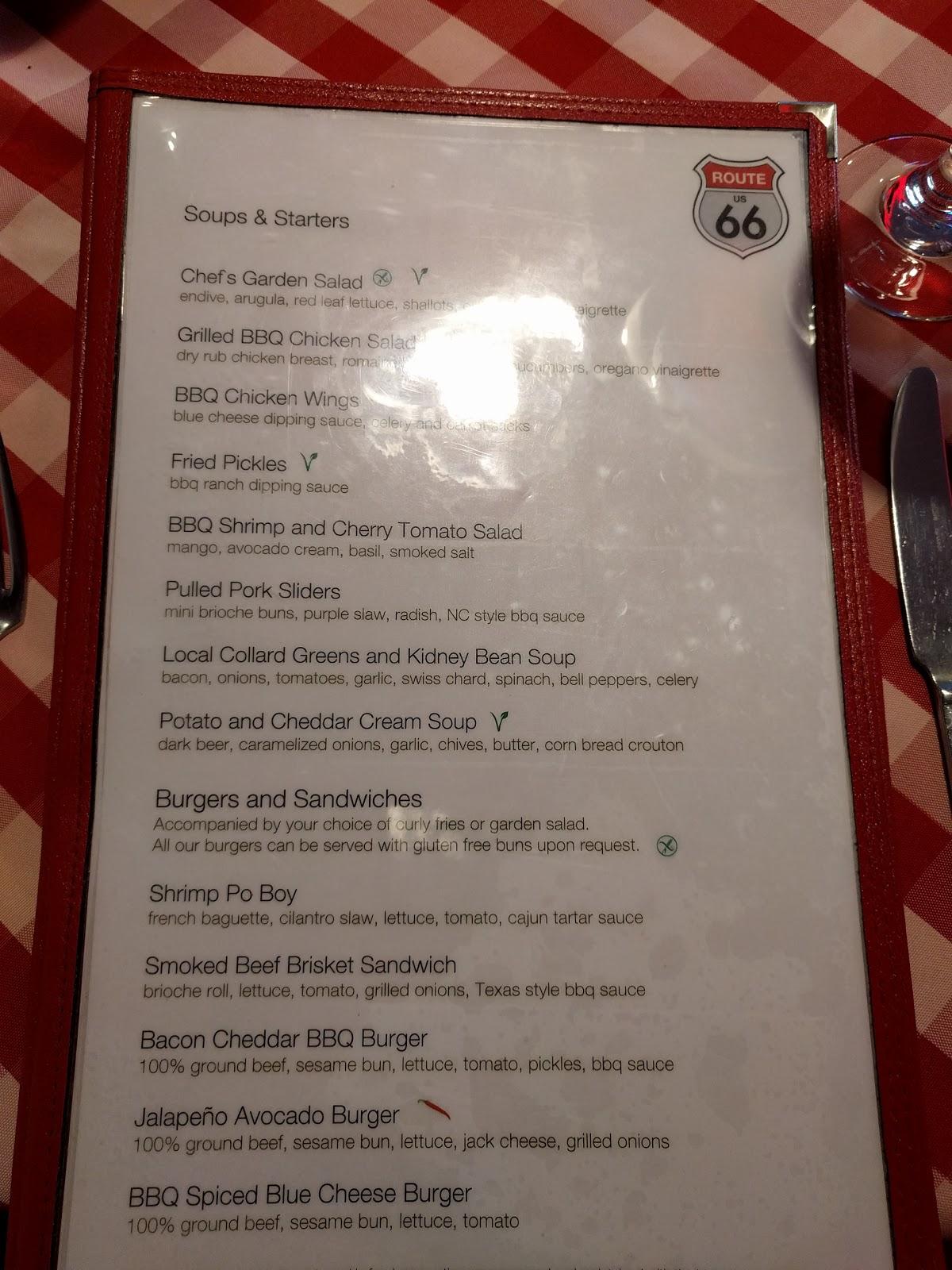 Menu at Route 66 restaurant, Punta Cana