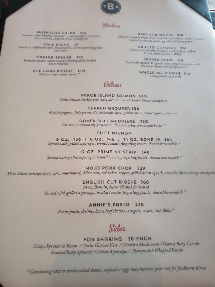 Menu at The Bluffton Room restaurant, Bluffton