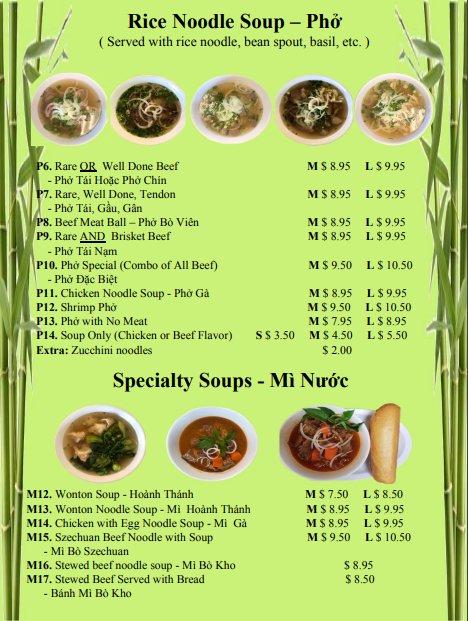 Menu at Bamboo Bowl restaurant, Cathcart