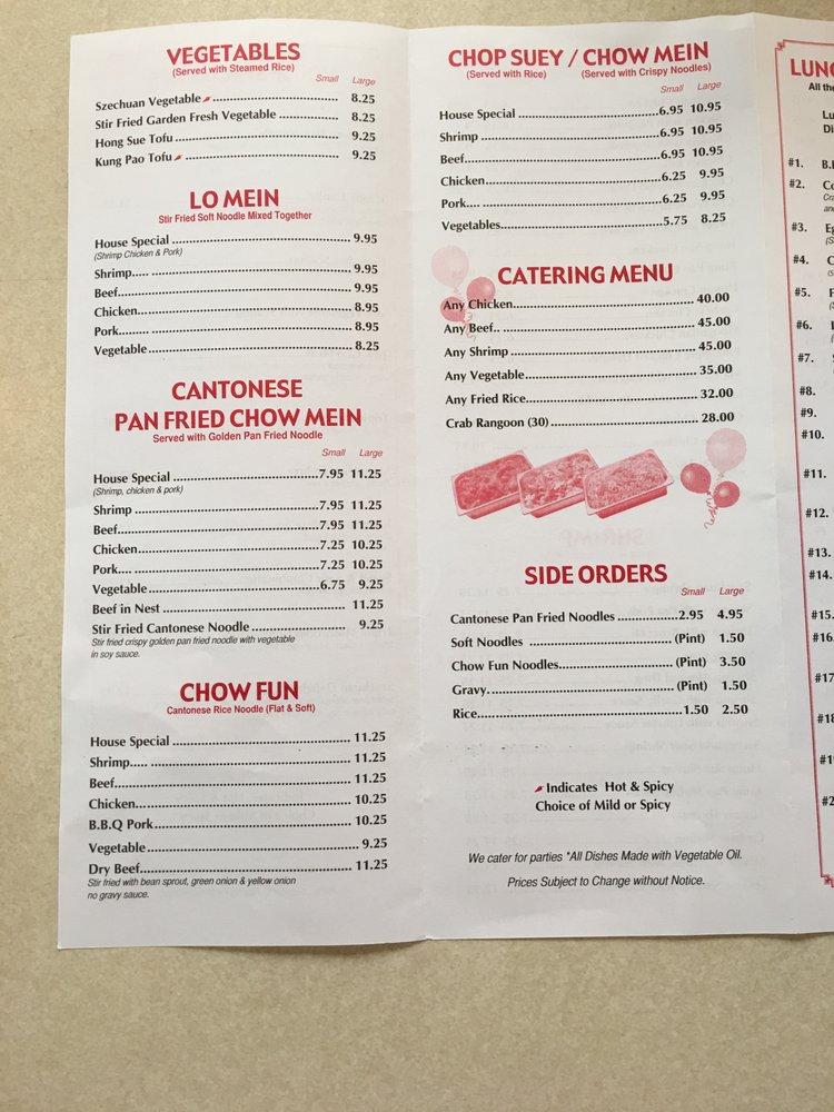 Menu at Chan’s Garden Chinese Restaurant, Elgin