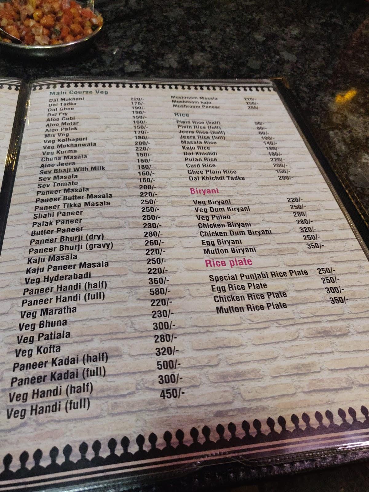 Menu at Happy da punjab, Pune, NH 48