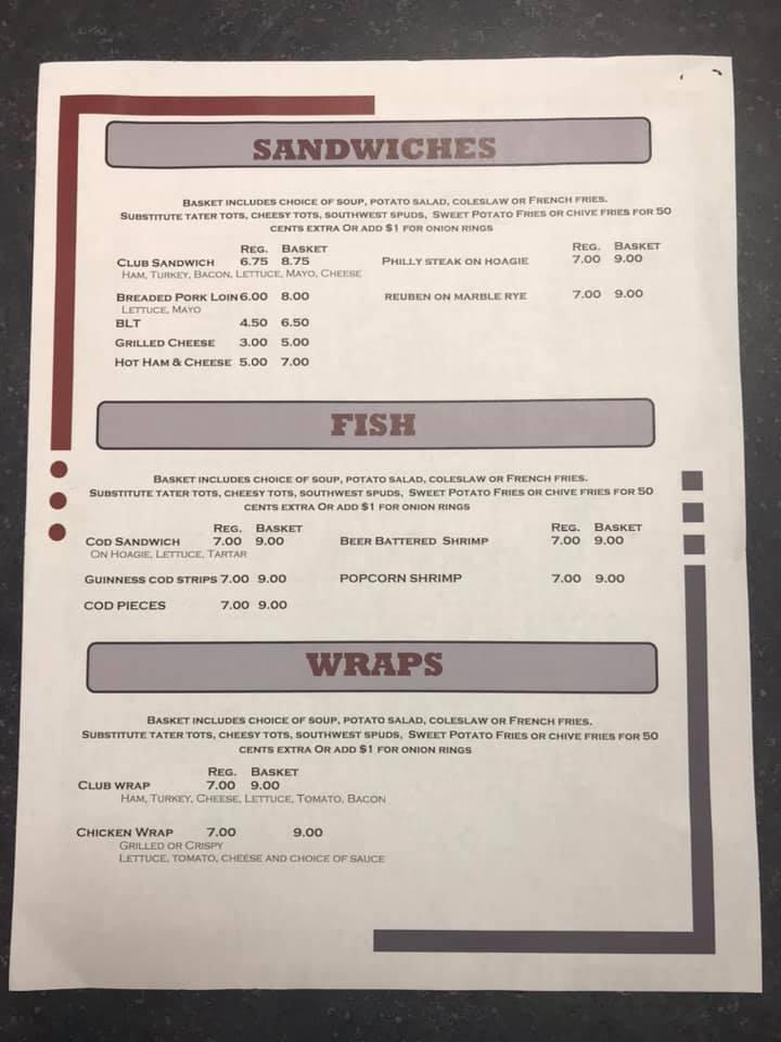 Menu at Red Carpet Bar & Grill/Municipal Liquor Store, Sherburn