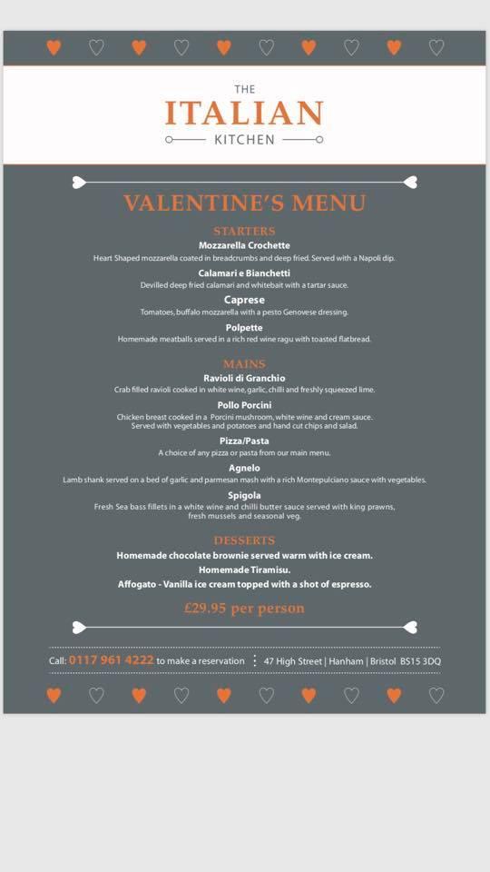 Menu at The Italian Kitchen restaurant, Bristol