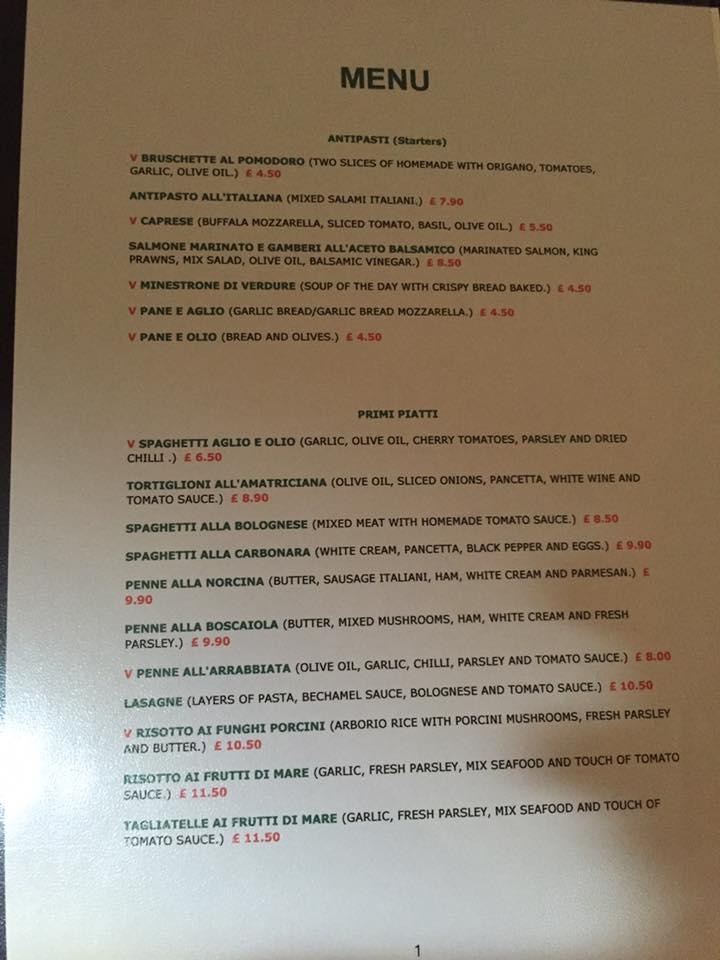 Menu at The Royal Oak pub & bar, Severn Stoke