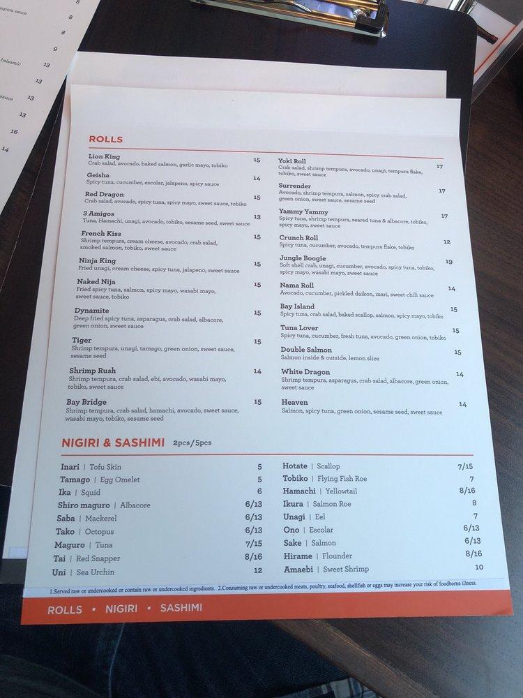 Menu at Izakaya Yoki restaurant, San Francisco