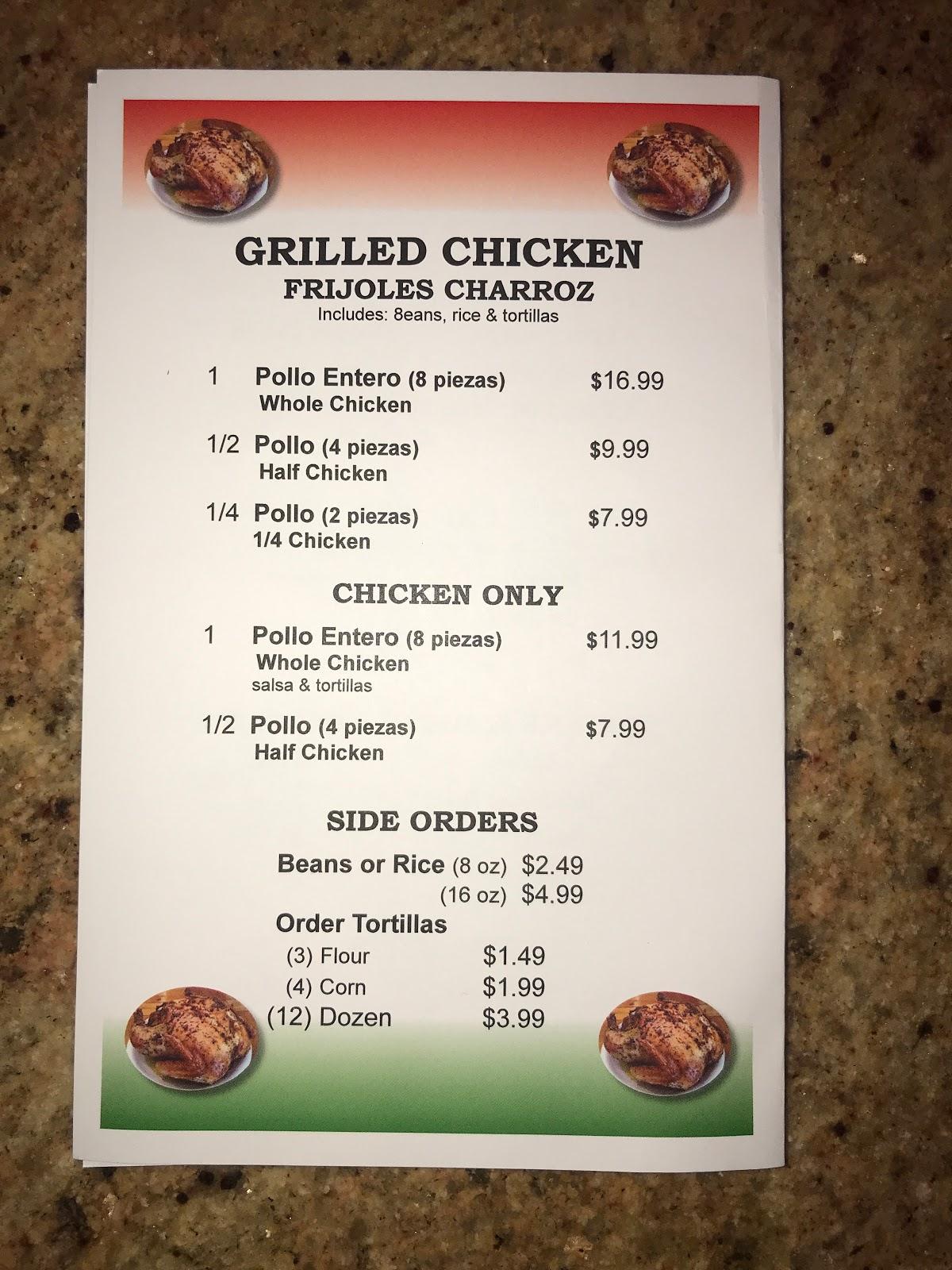 Menu at Los Tacos restaurant, Lubbock