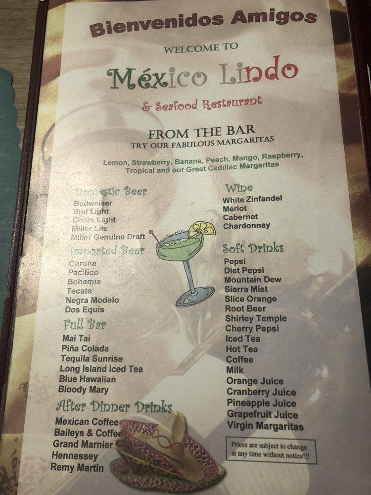 Menu at Mexico Lindo & Seafood Restaurant, Phelan