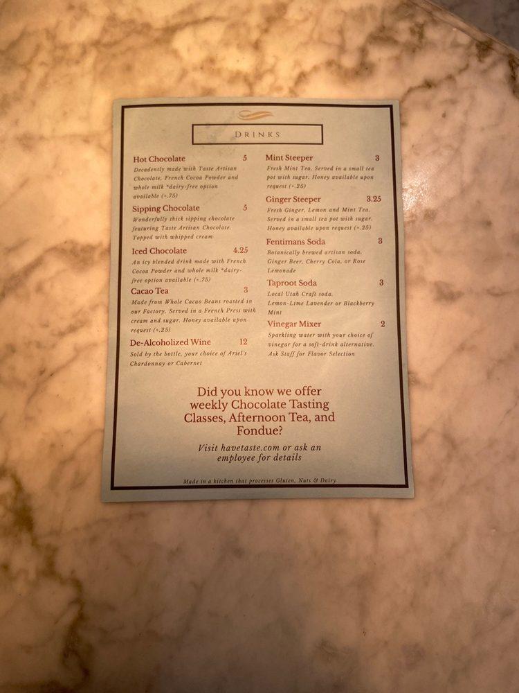 Menu at Taste 117 cafe, Provo