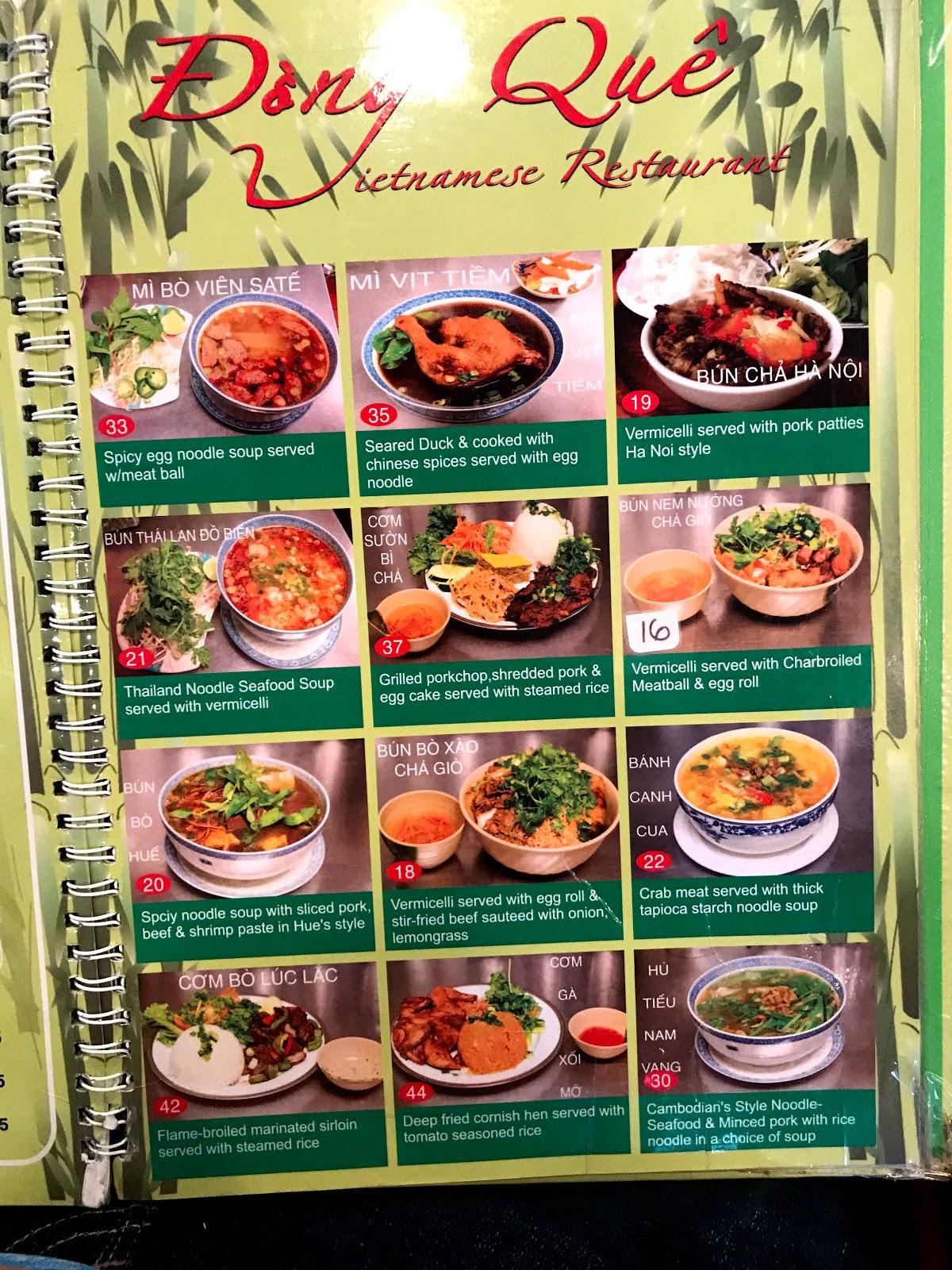 Menu at Đồng Quê Restaurant, Garland