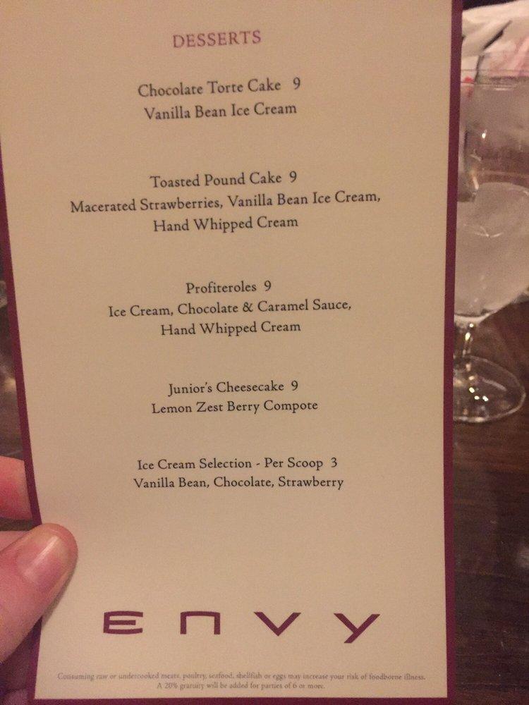 Menu at ENVY The Steakhouse, Las Vegas, Paradise Rd
