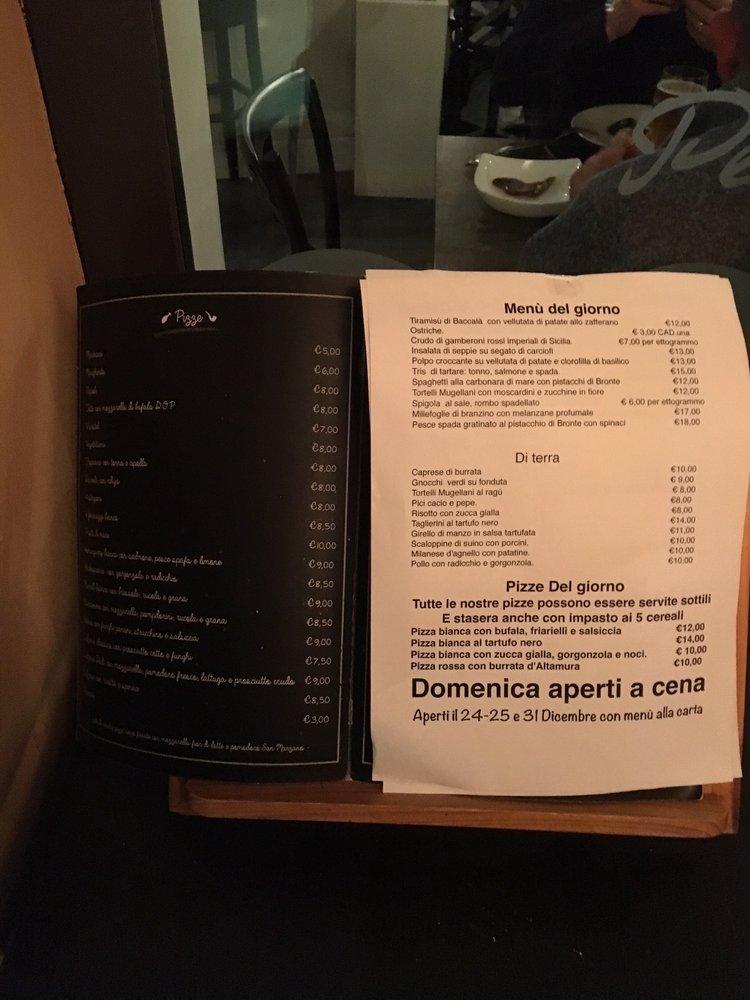 Menu at Il Vecchio e il Mare restaurant, Florence, Via Vincenzo Gioberti