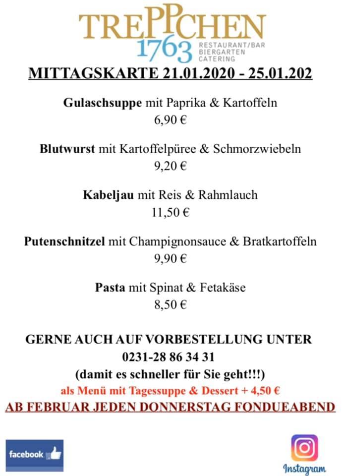 Menu at Treppchen 1763 restaurant, Dortmund, Faßstraße 21