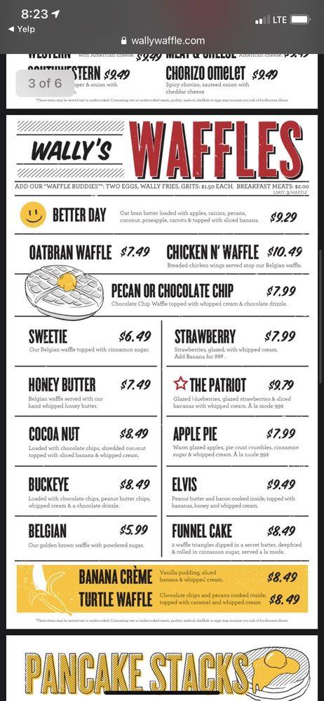Menu at Wally Waffle restaurant, Tallmadge, 100 North Ave