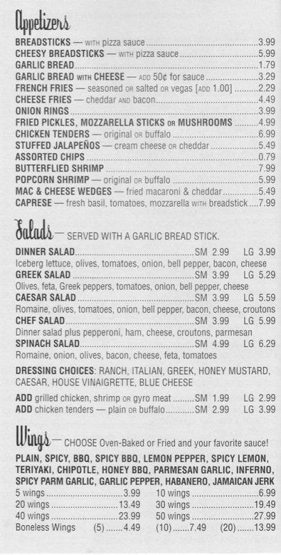 Menu at Dan's Pizza Co. pub & bar, Webster