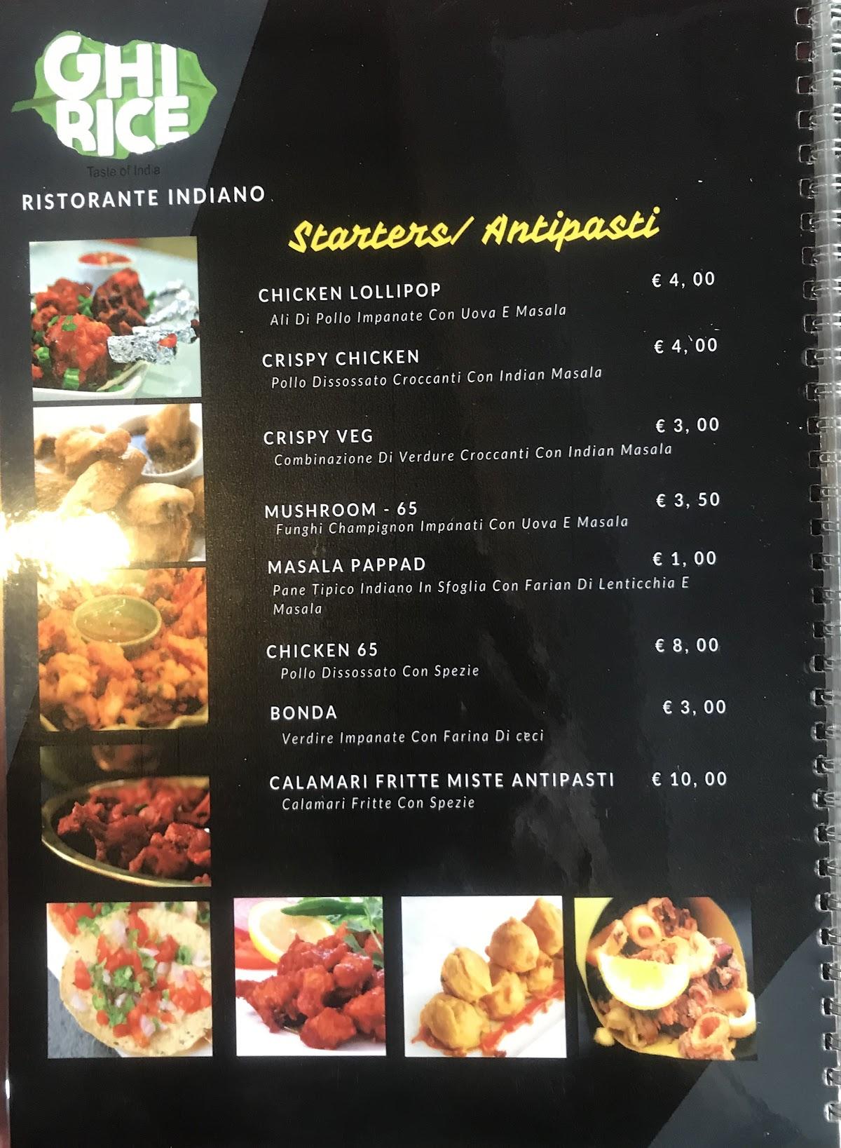 Speisekarte von Ghi rice (indian restaurant), Neapel