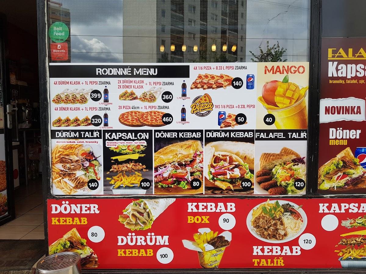 Menu at KEBAB ELPASHA restaurant, Prague
