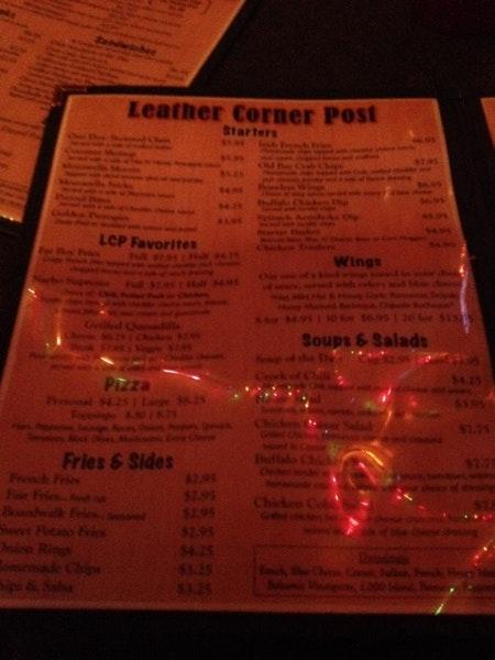 Menu at Leather Corner Post Bar & Grille, Breinigsville
