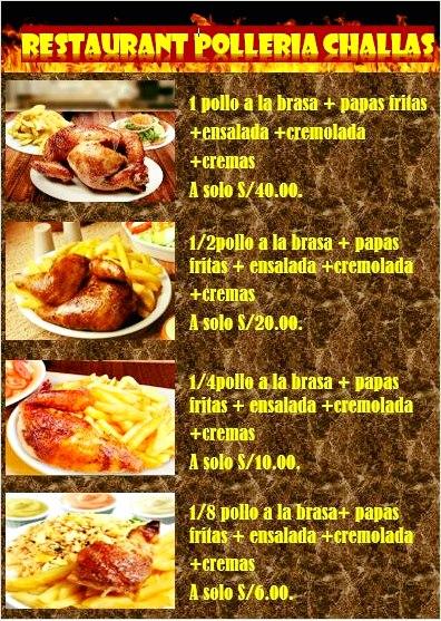 Menu at Polleria Restaurant Challas, Tocache