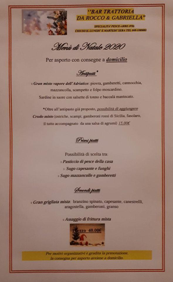 Menu at Trattoria Da Rocco e Gabriella restaurant, Arre