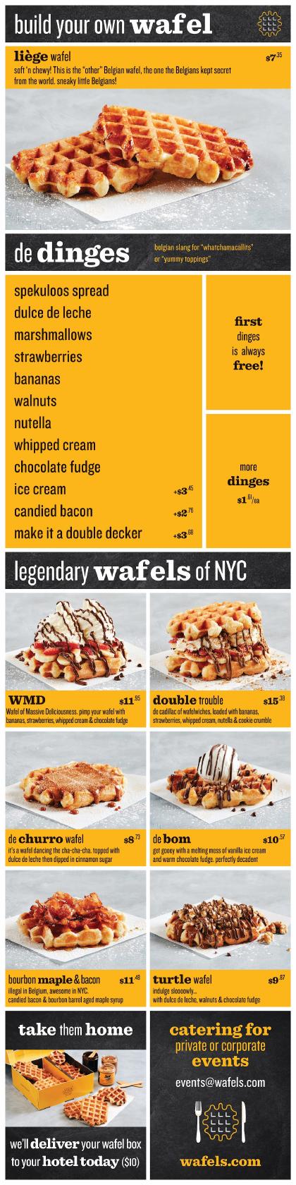Menu at Wafels & Dinges desserts, West New York, 6th Avenue