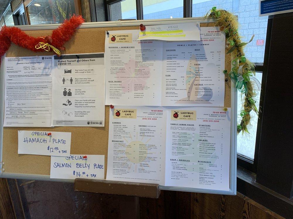 Carta de Ladybug Café, Gardena, S Western Ave