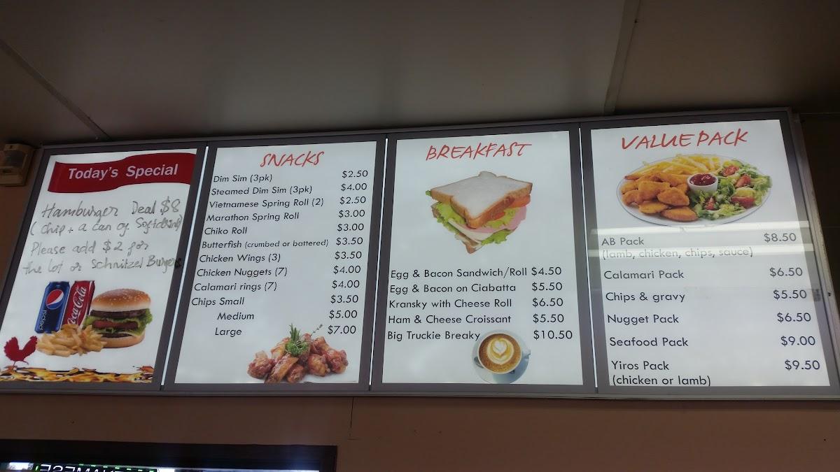 Menu at OzAsia Snack Bar, Wingfield