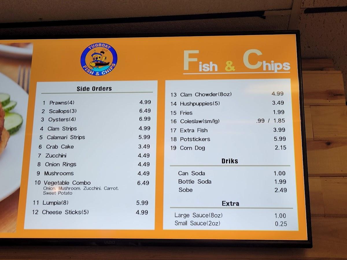 Menu at Tugboat Fish & Chips restaurant, Lincoln, 150 G St #105