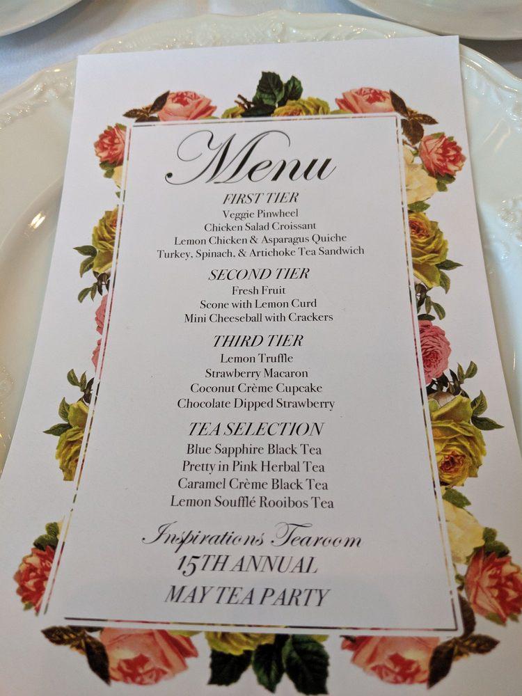 Menu at Inspirations Tea Room, Eatery, & Events restaurant, Edmond