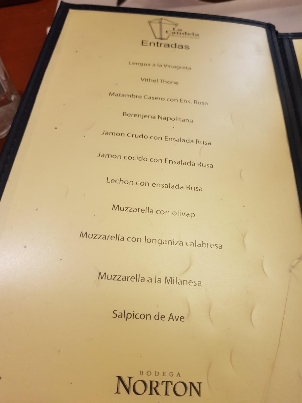 Menu at La Candela - Restaurante -, Buenos Aires, Zuviría 1096