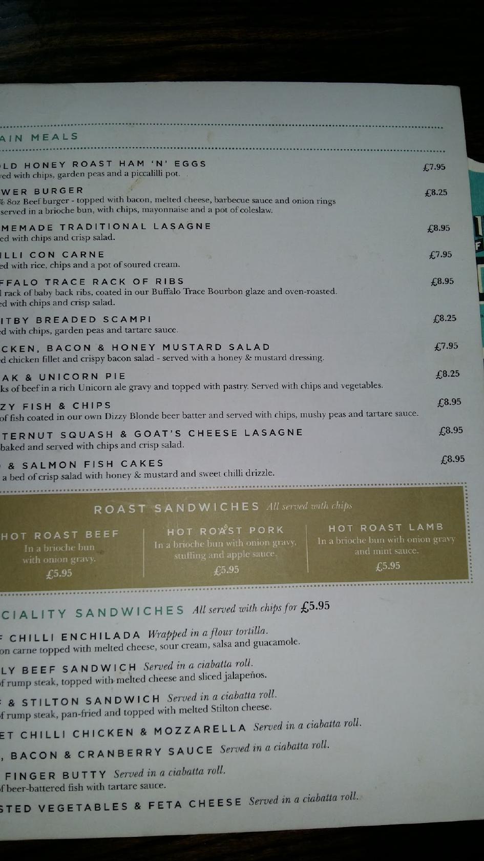 Menu at Red Bull, Stockport pub & bar, Stockport