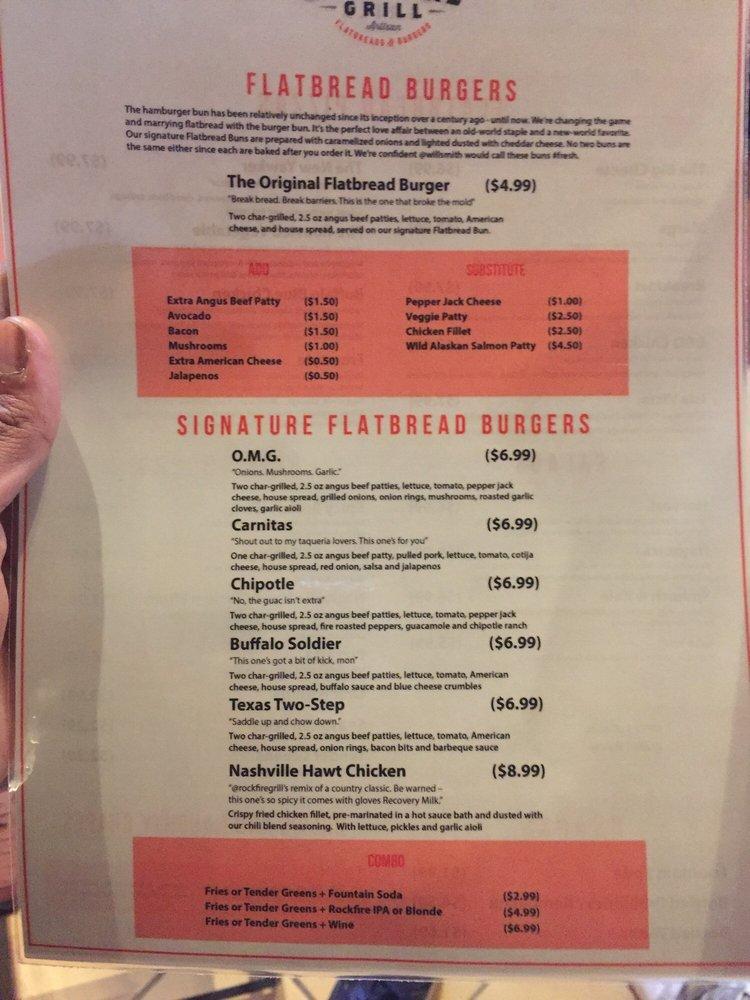 Menu at Rockfire Grill pizzeria, Goleta