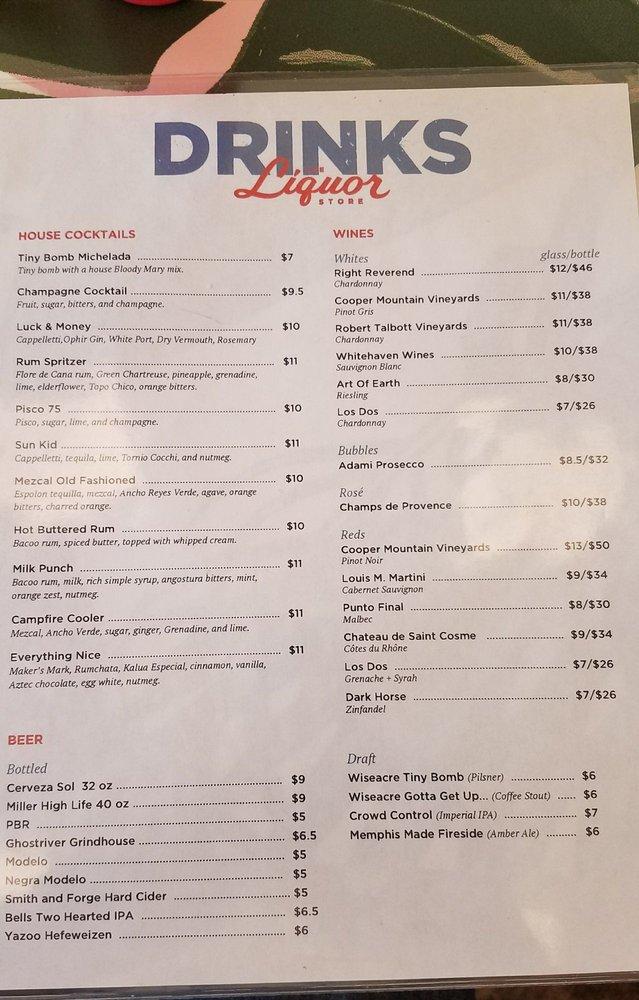 Menu at The Liquor Store Diner cafe, Memphis