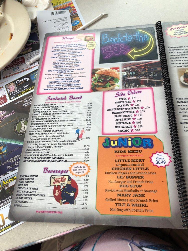 Menu at The Pink Cadillac Diner restaurant, Wildwood