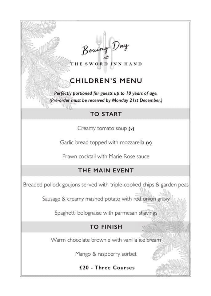 Menu at The Sword Inn Hand pub & bar, Buntingford