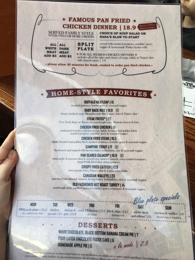 Menu at Castle Cafe, Castle Rock